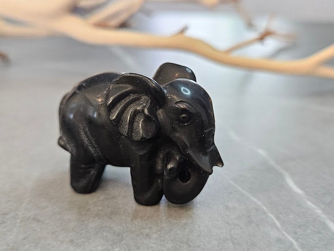 Obsidian Elephant 2" | Earth Stone Jewelry