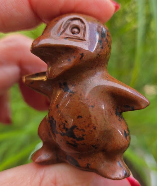 Charmander Mahogany Obsidian Pokemon Carving | Earth Stone Jewelry